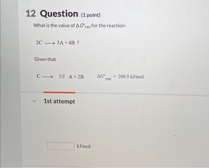 Solved What is the value of ΔGrxn∘ for the reaction: 2C 3 | Chegg.com