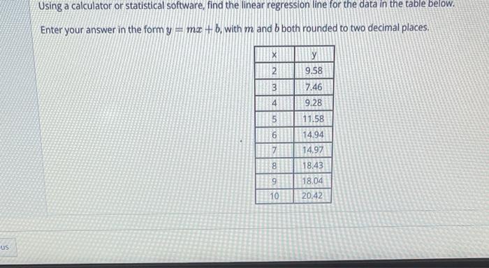 Solved Using a calculator or statistical software, find the | Chegg.com