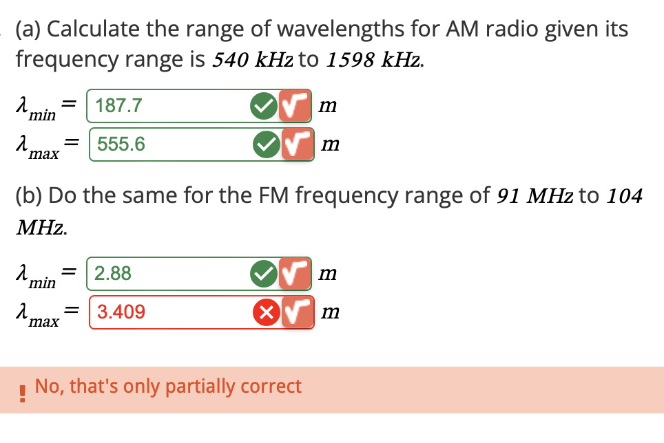 Solved (a) ﻿Calculate the range of wavelengths for AM radio | Chegg.com