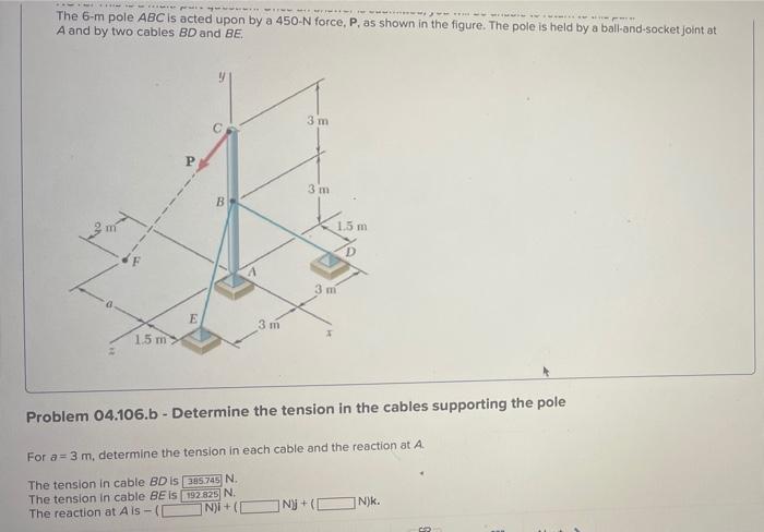 Solved The 6-m pole ABC is acted upon by a 450-N force, P, | Chegg.com