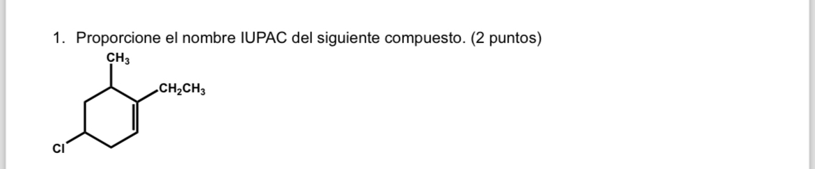 Solved Proporcione el nombre IUPAC del siguiente compuesto. | Chegg.com