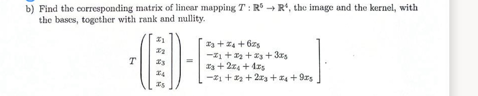 Solved b) ﻿Find the corresponding matrix of linear mapping | Chegg.com