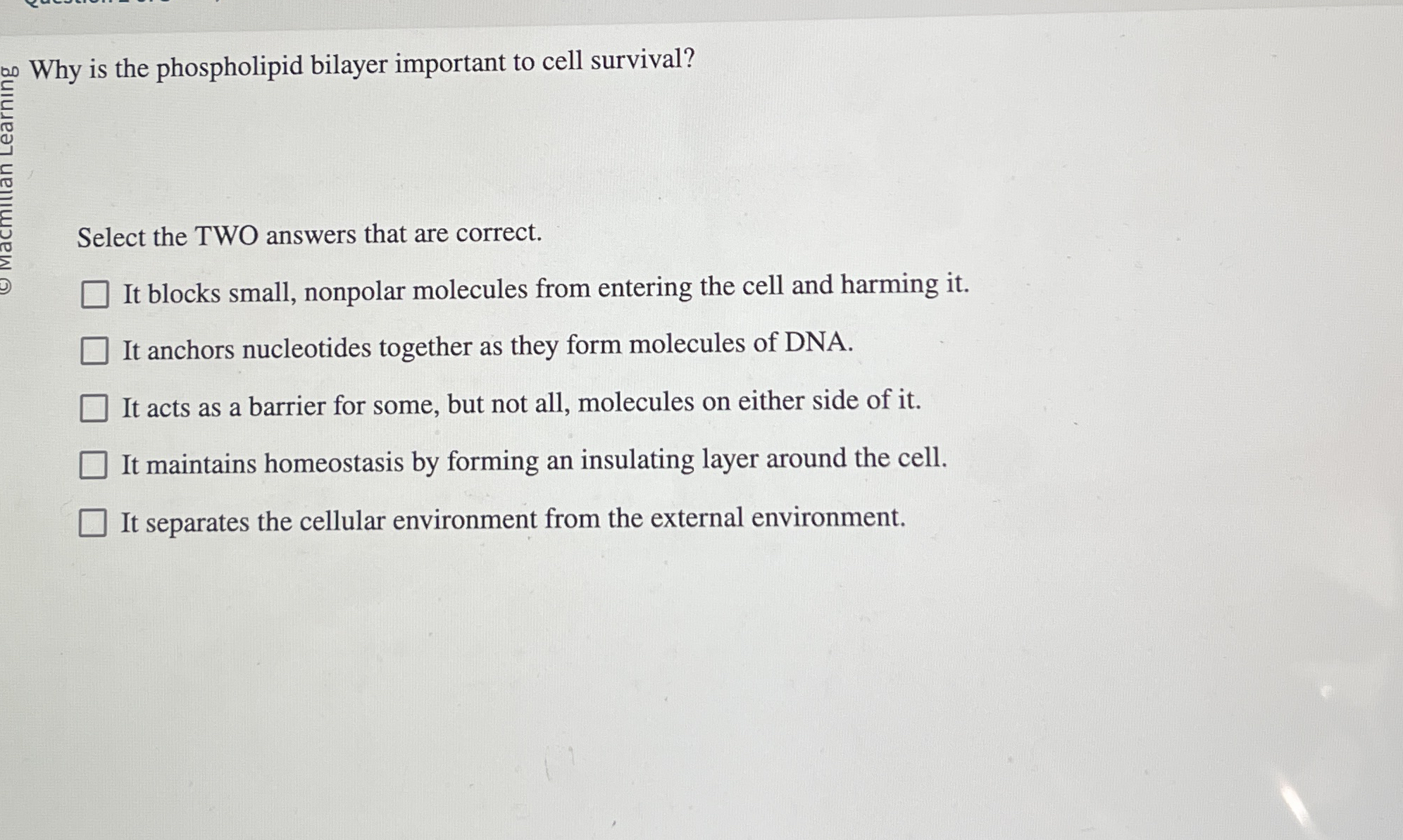 Why is the phospholipid bilayer important to cell | Chegg.com