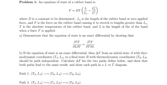 Solved Problem 1: An equation of state of a rubber band is: | Chegg.com