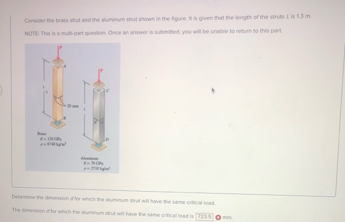 Solved Consider the brass strut and the aluminum strut shown | Chegg.com