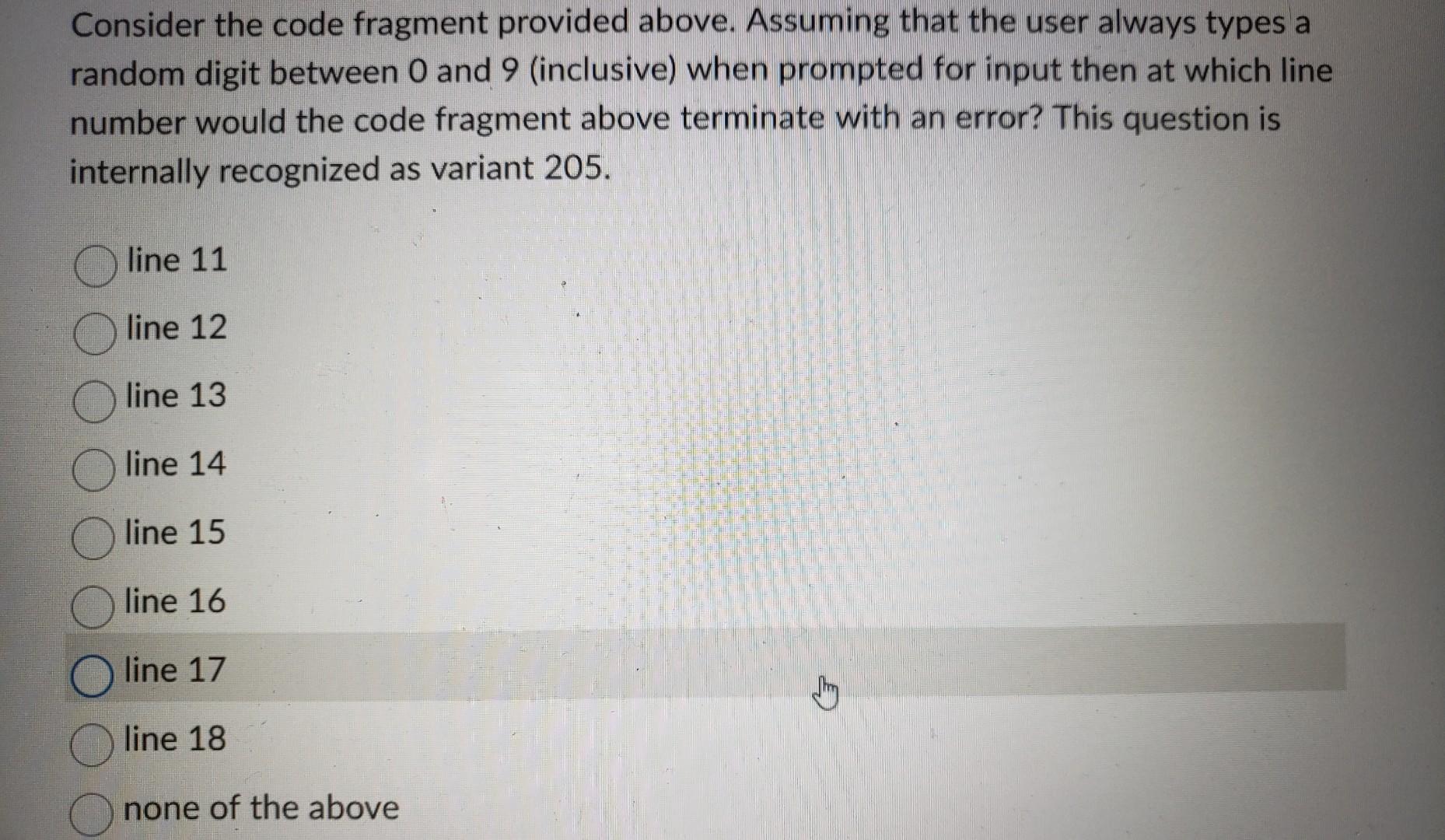 Solved Consider the code fragment provided above. Assuming | Chegg.com