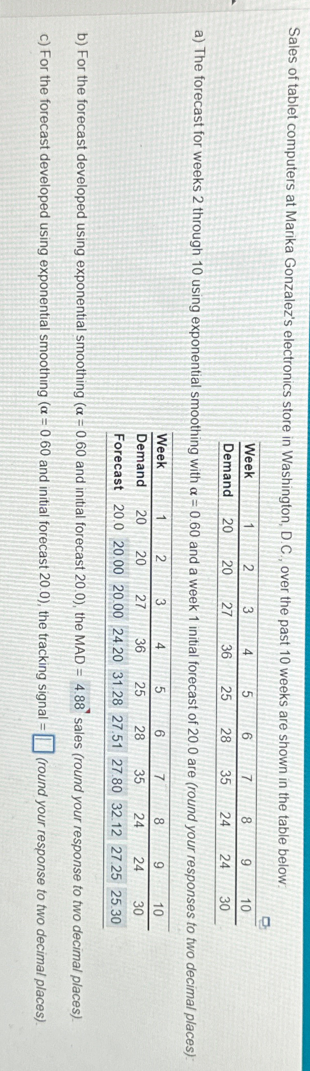 Solved Sales of tablet computers at Marika Gonzalez's | Chegg.com