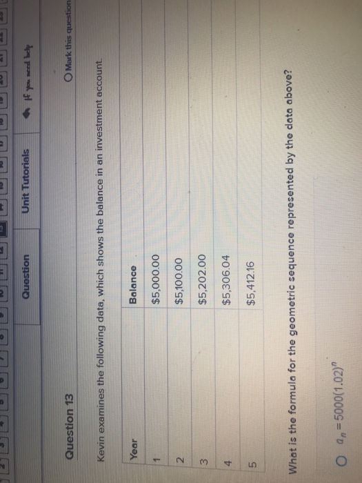 Solved Question Unit Tutorials Question 13 O Mark this | Chegg.com