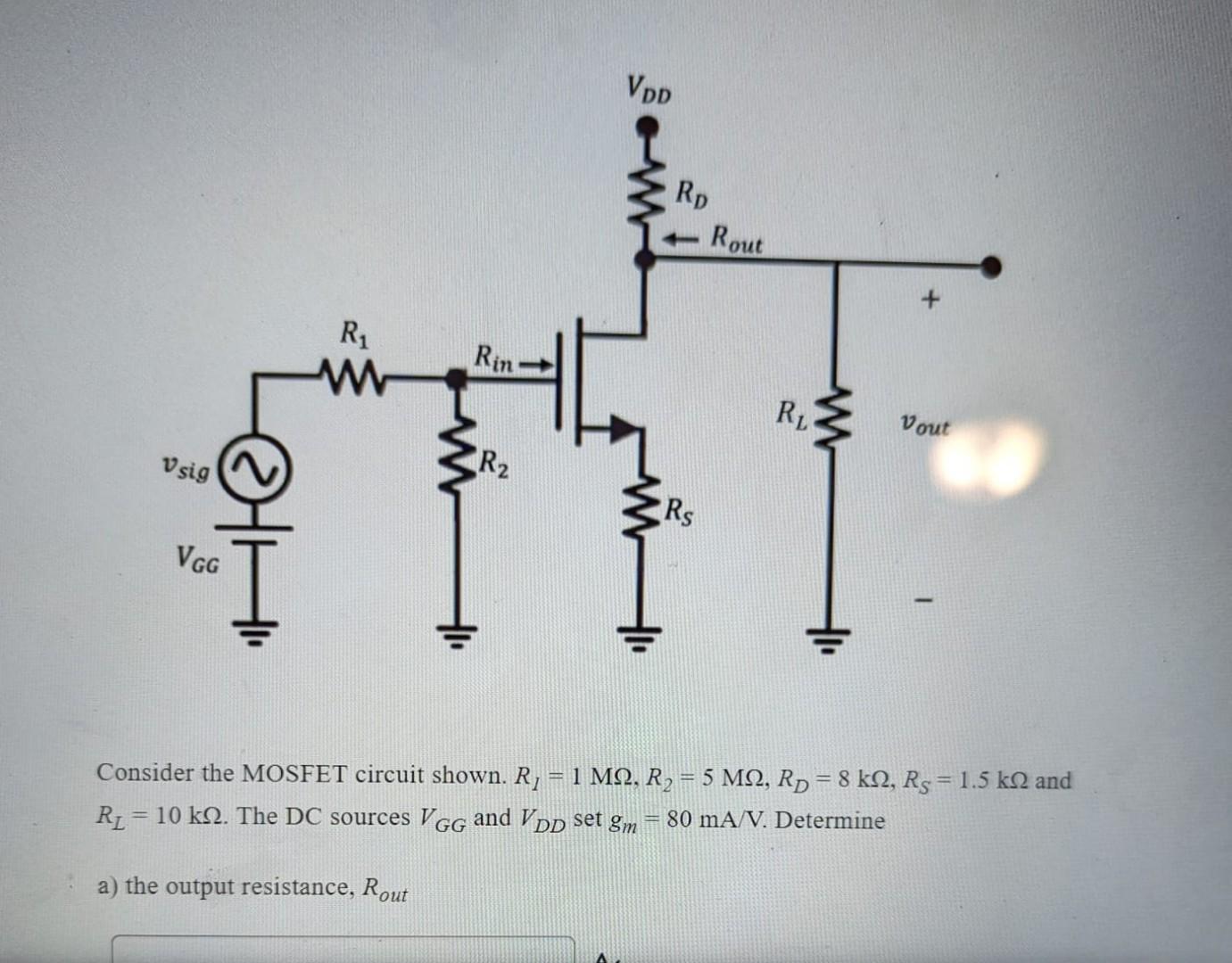 Solved Consider the MOSFET circuit shown. | Chegg.com