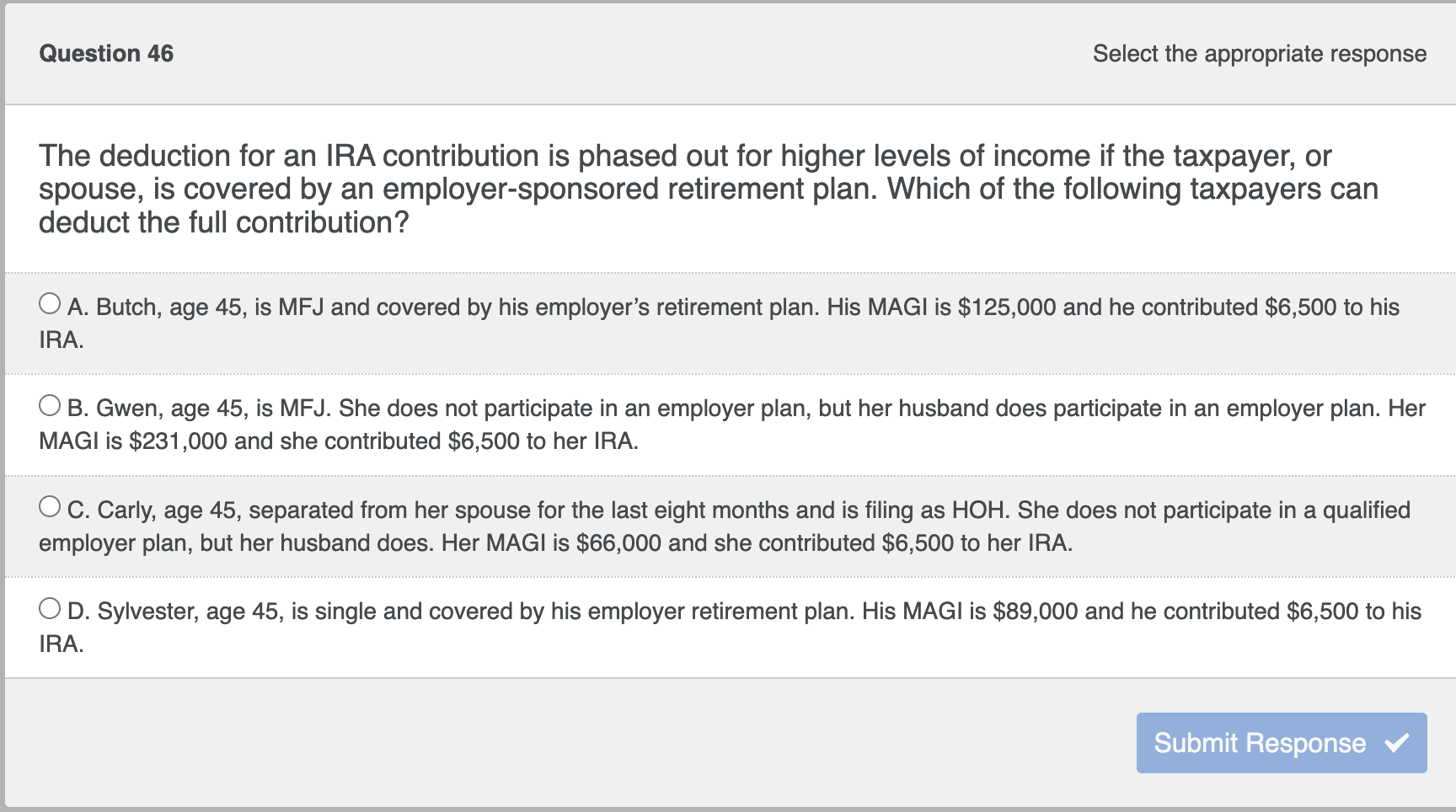 Solved The deduction for an IRA contribution is phased out | Chegg.com