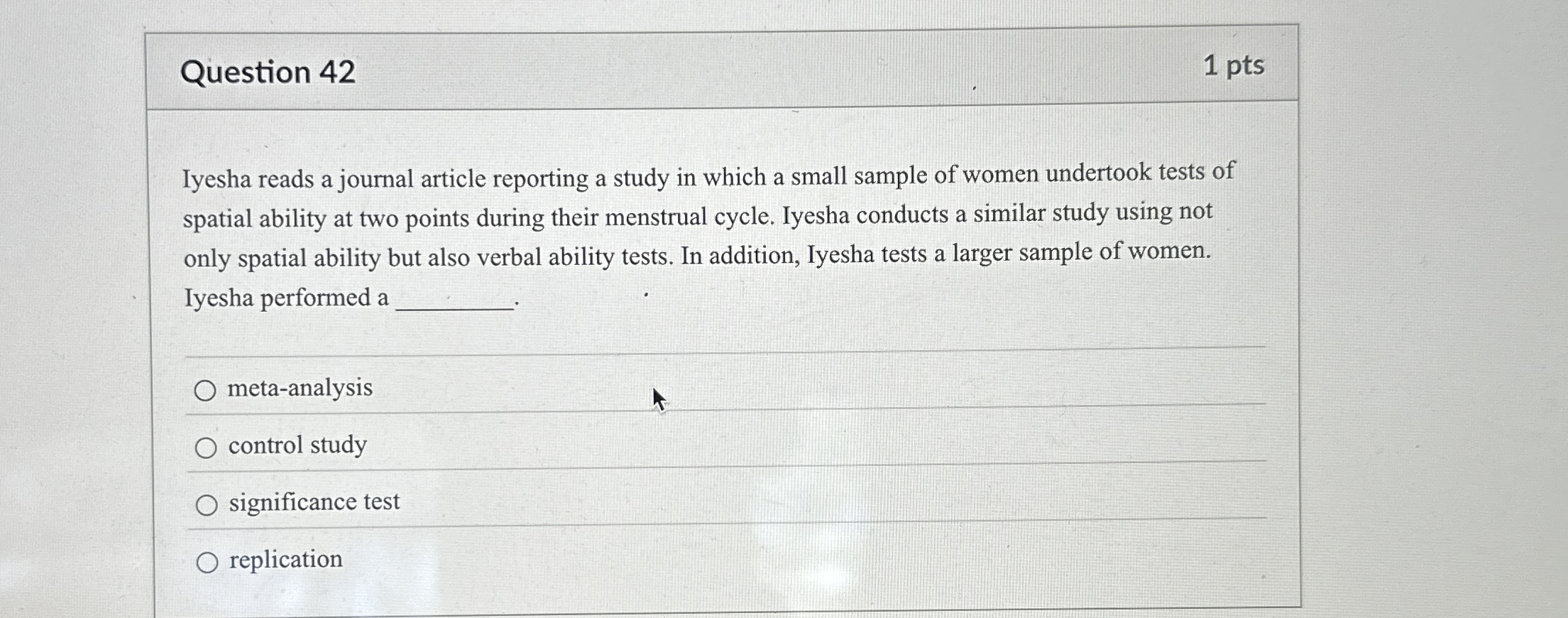 Solved Question 42Iyesha reads a journal article reporting a | Chegg.com