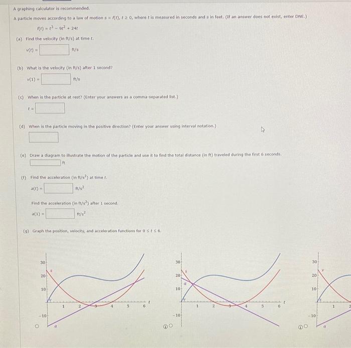 Solved A graphing calculator is recommended. A particle | Chegg.com