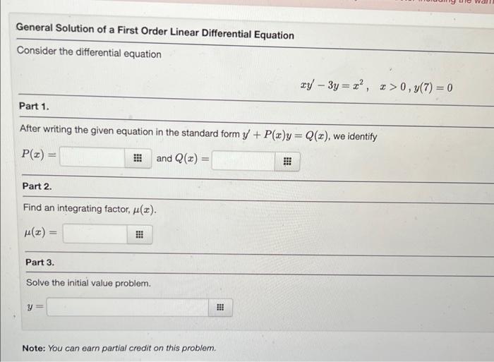 Solved General Solution of a First Order Linear Differential | Chegg.com