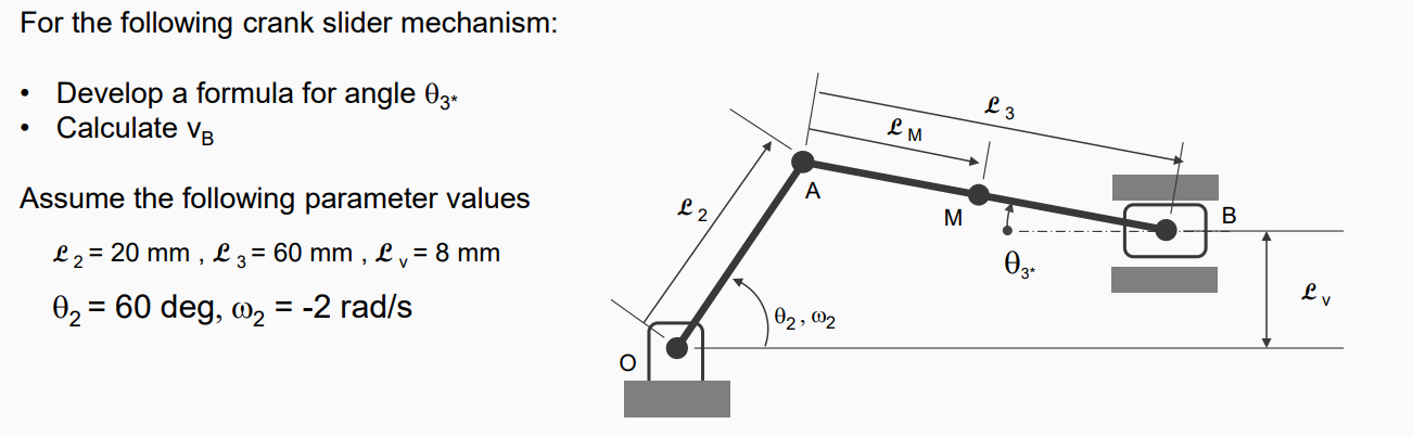 Solved For the following crank slider mechanism:Develop a | Chegg.com