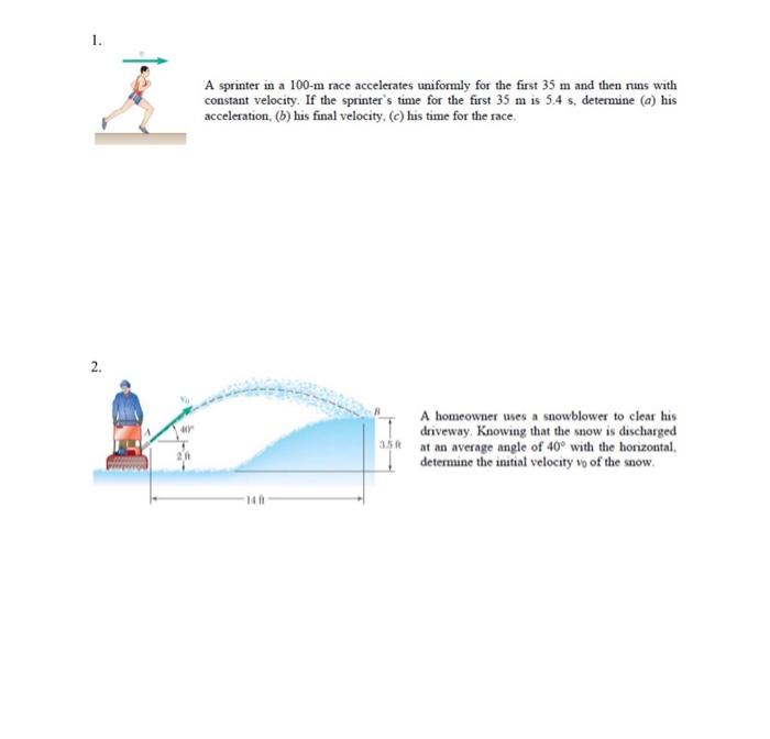 Solved 1. A sprinter in a 100-m race accelerates uniformly | Chegg.com