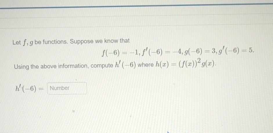Solved Let f, gbe functions. Suppose we know that f(-6)= -1, | Chegg.com