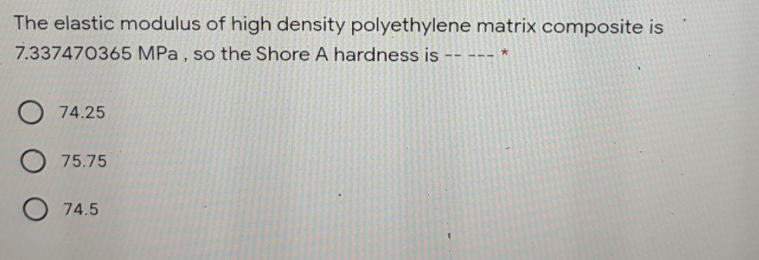 Solved The elastic modulus of high density polyethylene | Chegg.com