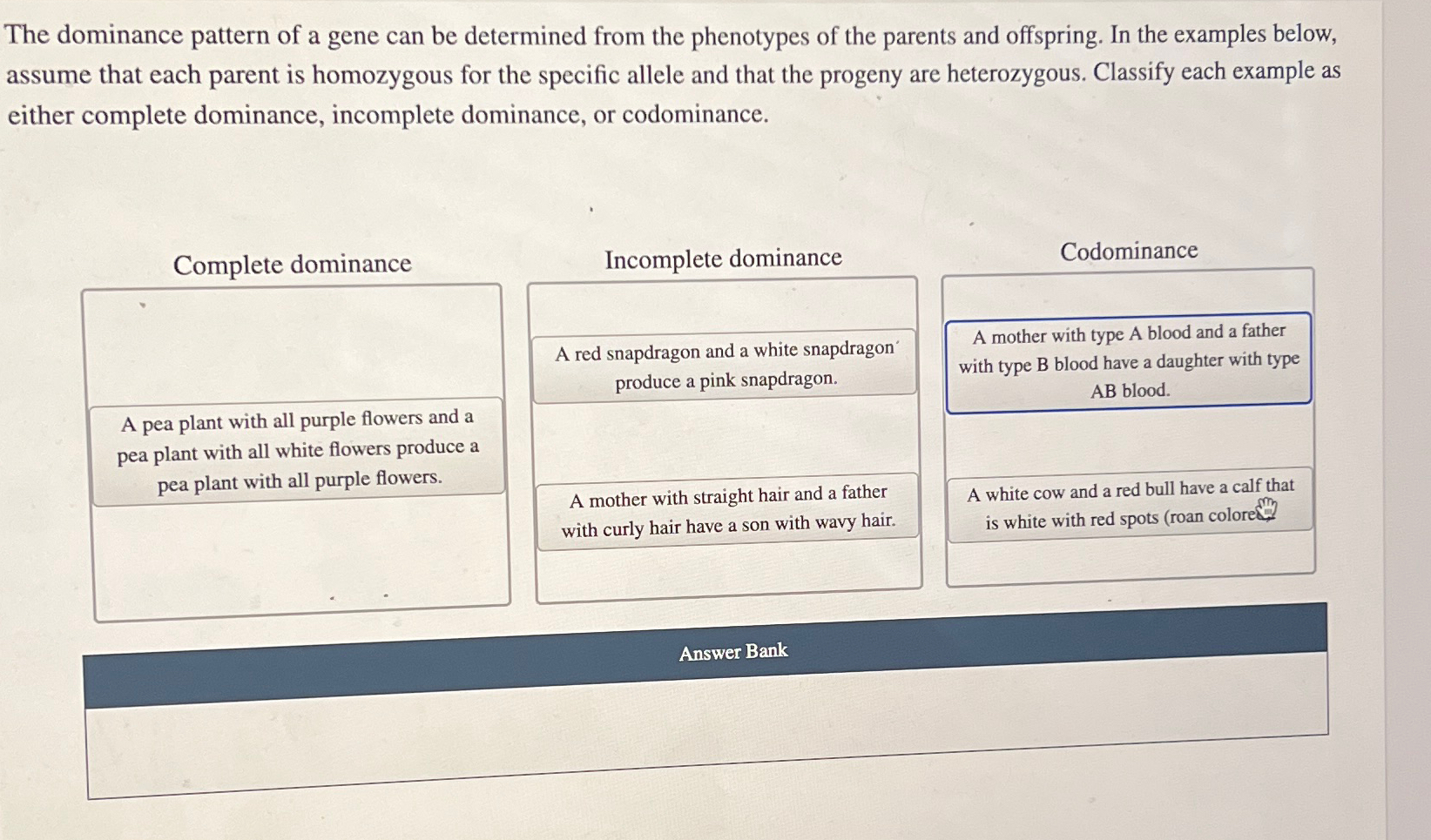 Solved The dominance pattern of a gene can be determined | Chegg.com