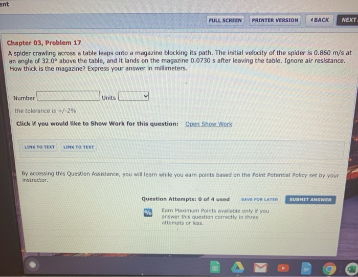 Solved ent FULL SCREEN PRINTER VERSION (BACK NEXT Chapter | Chegg.com
