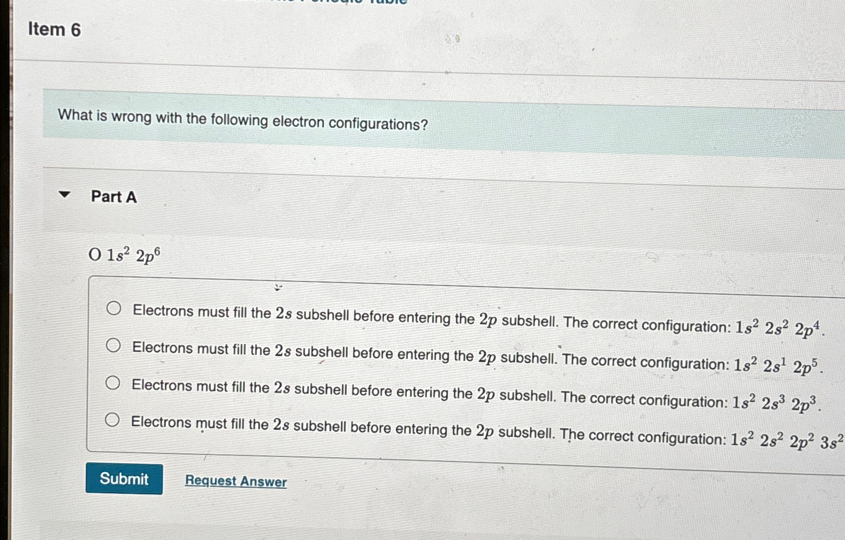 Solved Item 6What is wrong with the following electron | Chegg.com