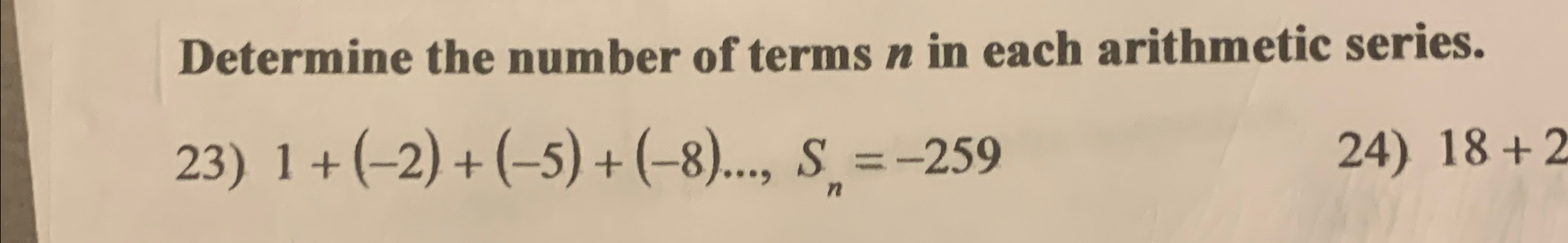 Solved Determine the number of terms n ﻿in each arithmetic | Chegg.com