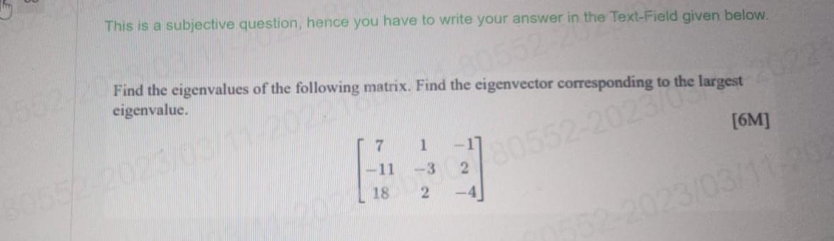 Solved Find the eigenvalues of the following matrix. Find | Chegg.com