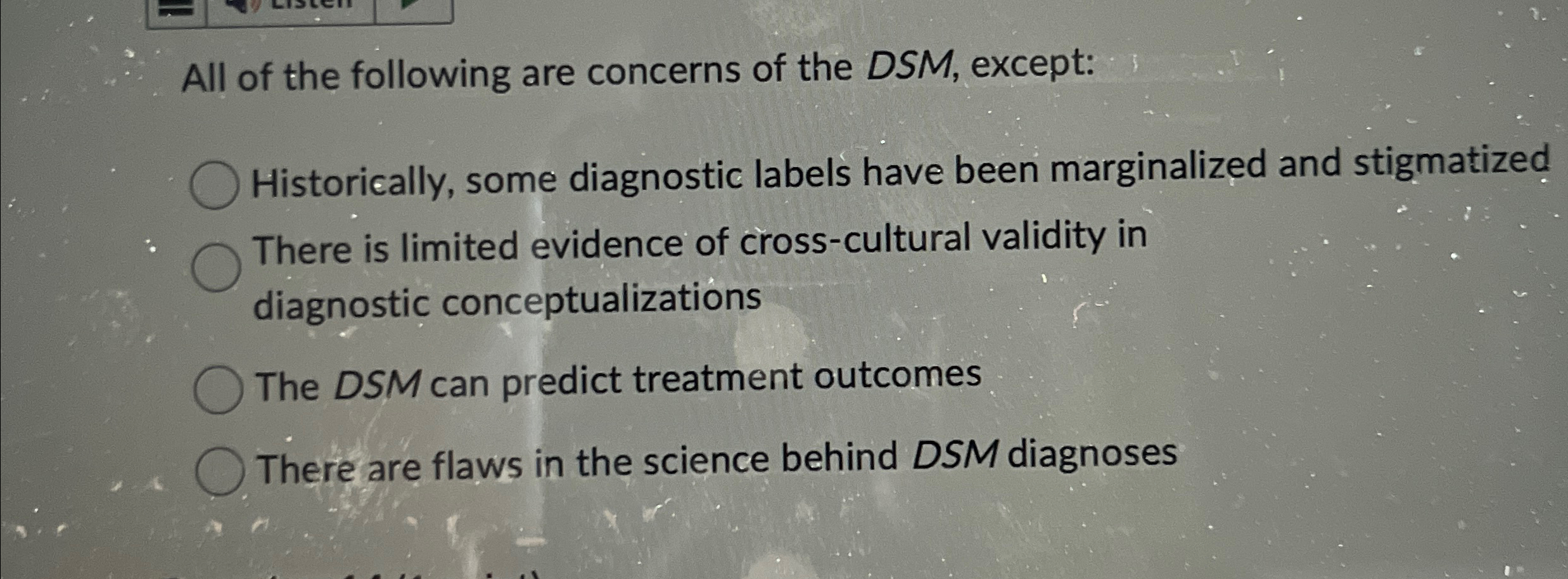 Solved All of the following are concerns of the DSM, | Chegg.com