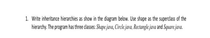 Solved 1. Write inheritance hierarchies as show in the | Chegg.com