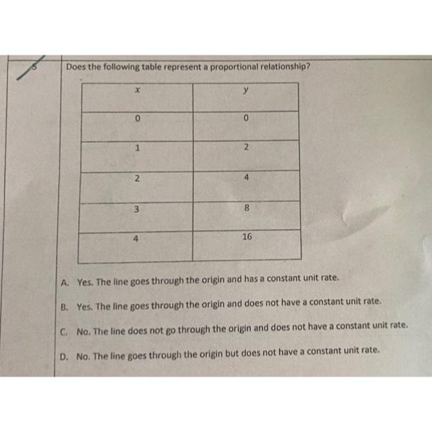 Solved Does the following table represent a proportional | Chegg.com
