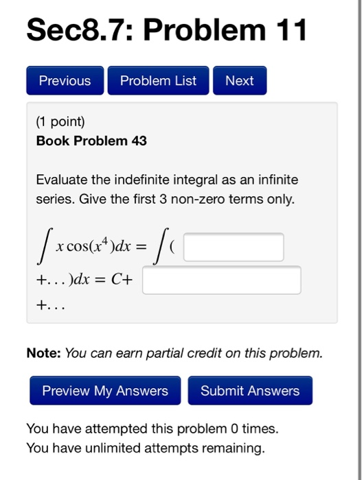 Solved Sec8.7: Problem 11 Previous Problem List Next (1 | Chegg.com
