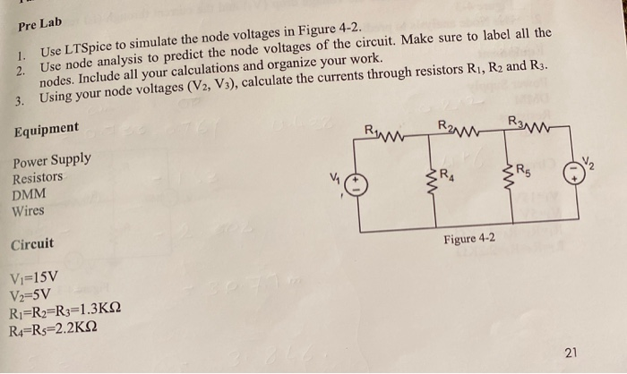 Solved Pre Lab 1. Use LTSpice to simulate the node voltages | Chegg.com