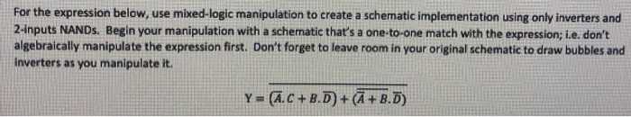 Solved For the expression below, use mixed-logic | Chegg.com