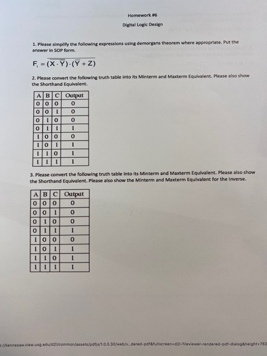 Solved Homework #6 Digital Logic Design 1. Please simplify | Chegg.com