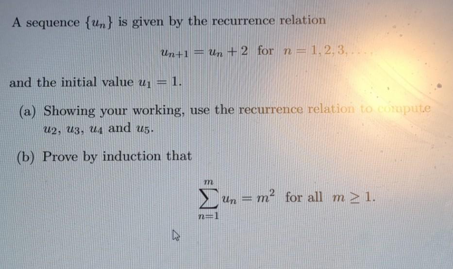Solved A sequence {Un} is given by the recurrence relation | Chegg.com