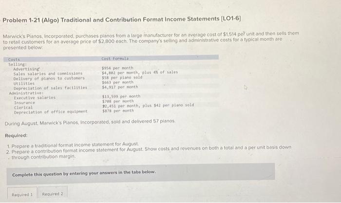 Solved Problem 1.21 (Algo) Traditional and Contribution | Chegg.com