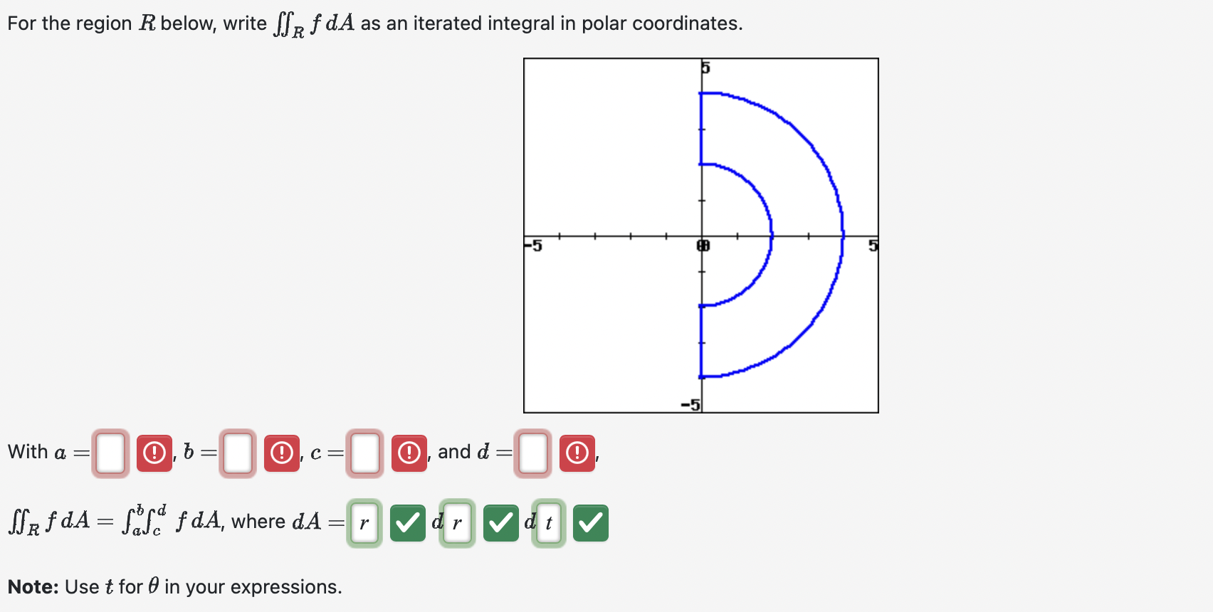 Solved by an EXPERT For the region R below, write ∬_(R)fdA as an iterated | Chegg.com