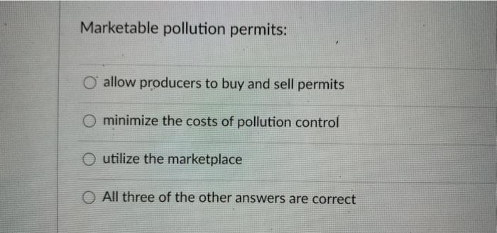 Solved Marketable pollution permits: O allow producers to | Chegg.com