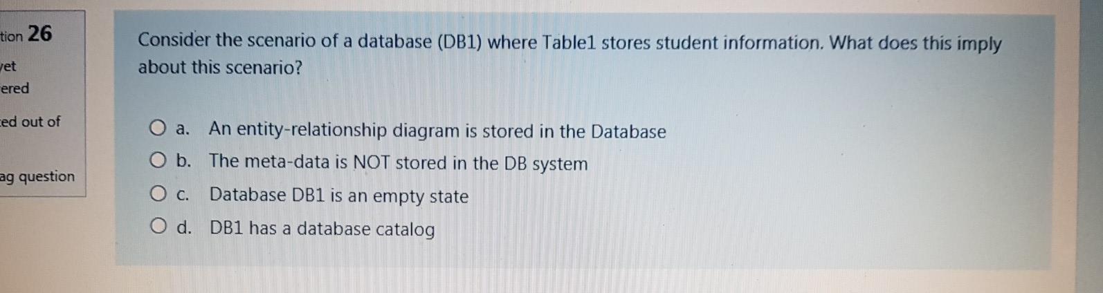 Solved tion 26 Consider the scenario of a database (DB1) | Chegg.com