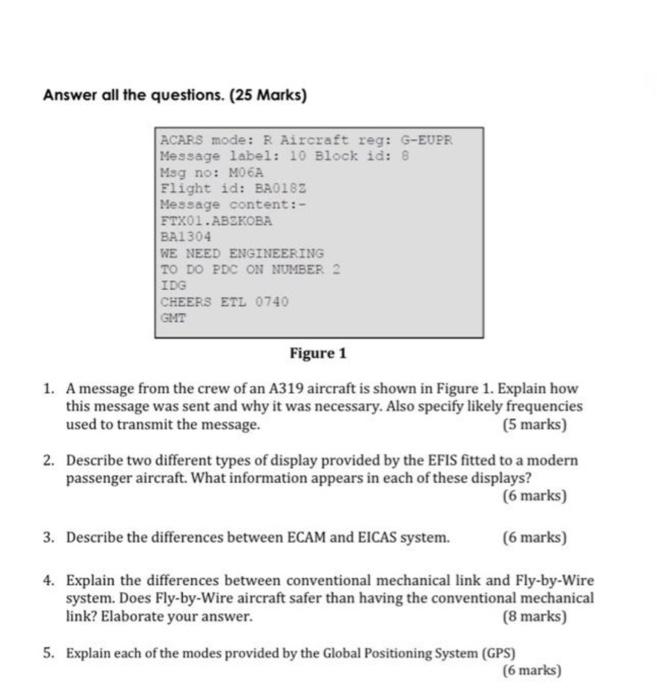 Solved Answer all the questions. (25 Marks) ACARS mode: R | Chegg.com