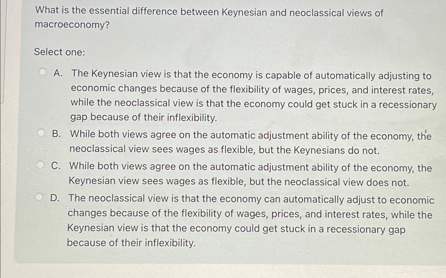 Solved What is the essential difference between Keynesian | Chegg.com
