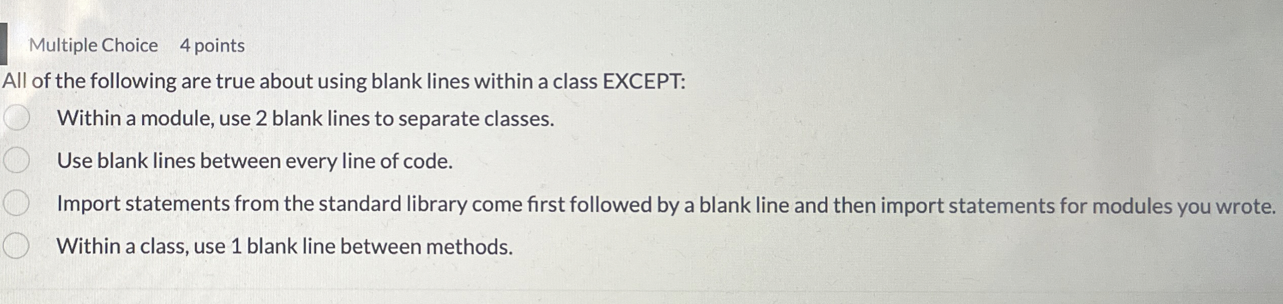 Multiple Choice4 ﻿pointsAll of the following are true | Chegg.com