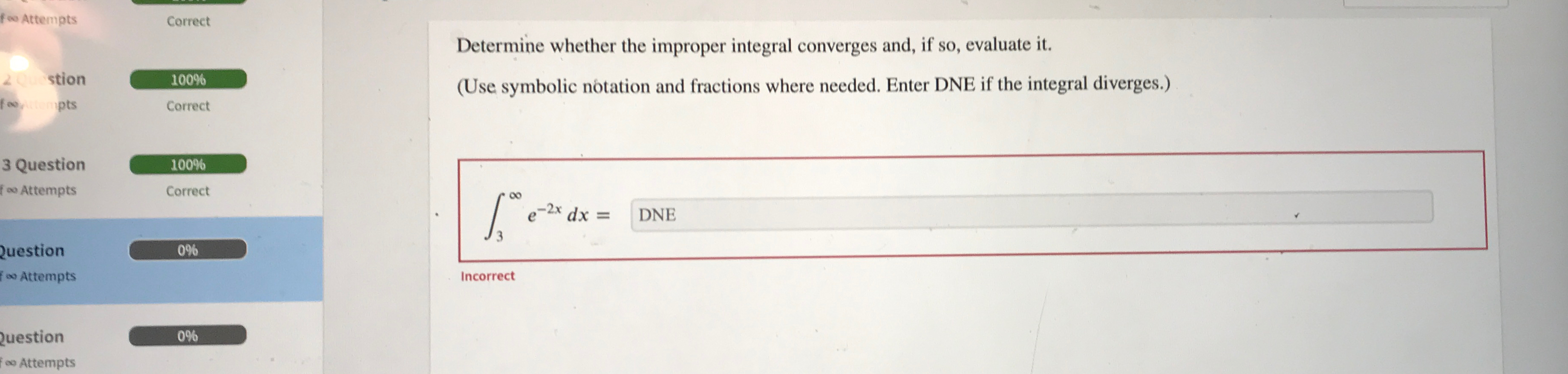 Solved foo AttemptsCorrectDetermine whether the improper | Chegg.com