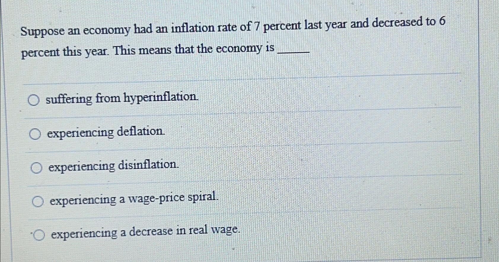 Solved Suppose an economy had an inflation rate of 7 | Chegg.com