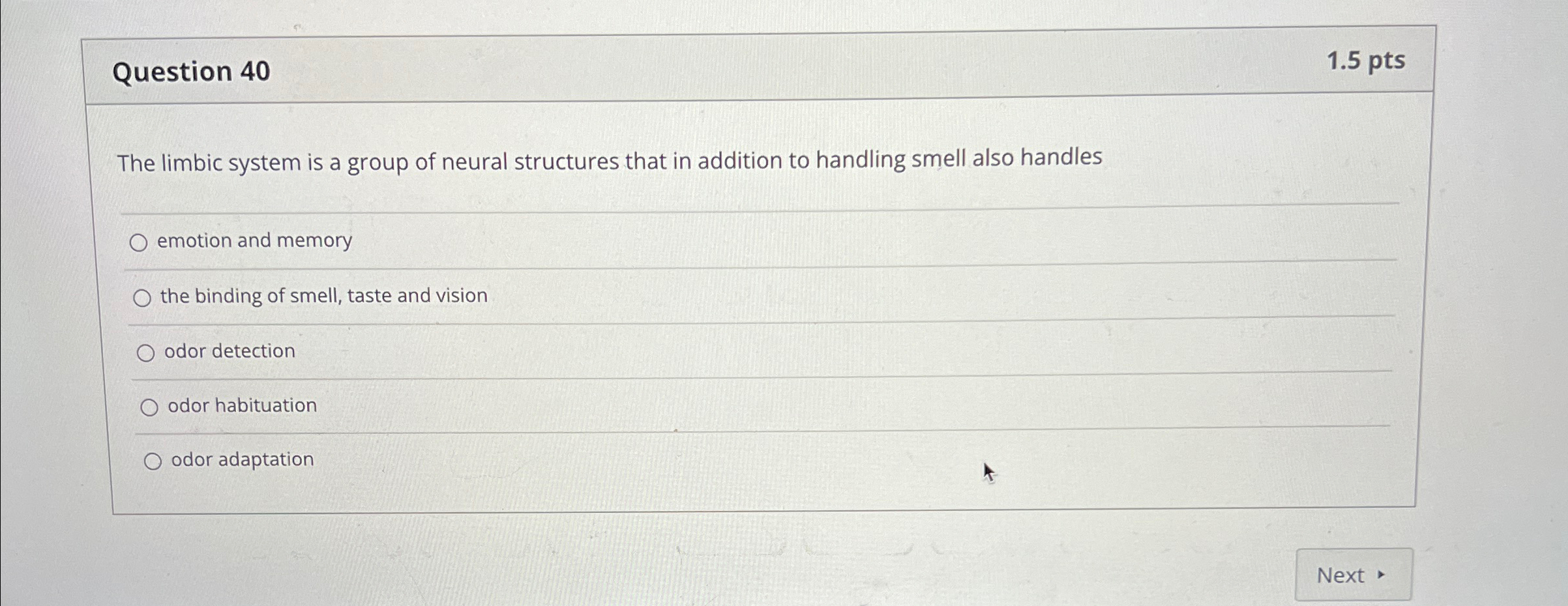 Solved Question 401.5ptsThe limbic system is a group of | Chegg.com