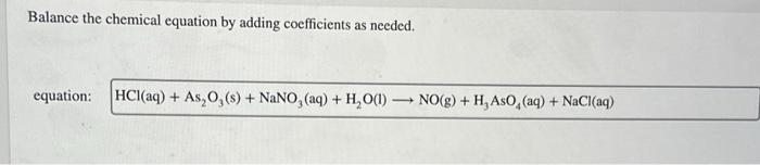 Solved Balance the chemical equation by adding coefficients | Chegg.com