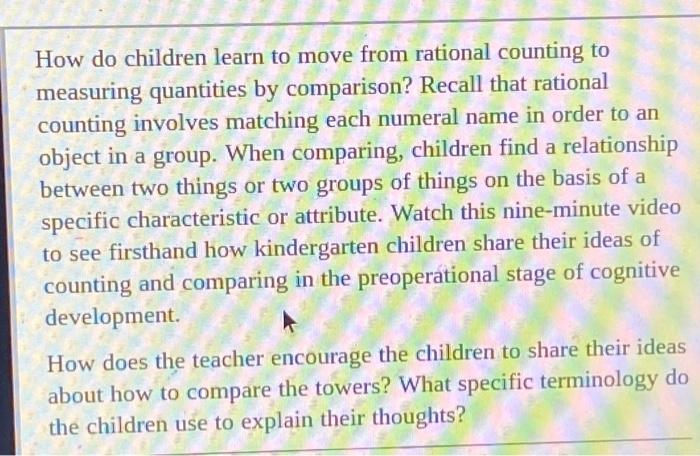 How do children learn to move from rational counting | Chegg.com