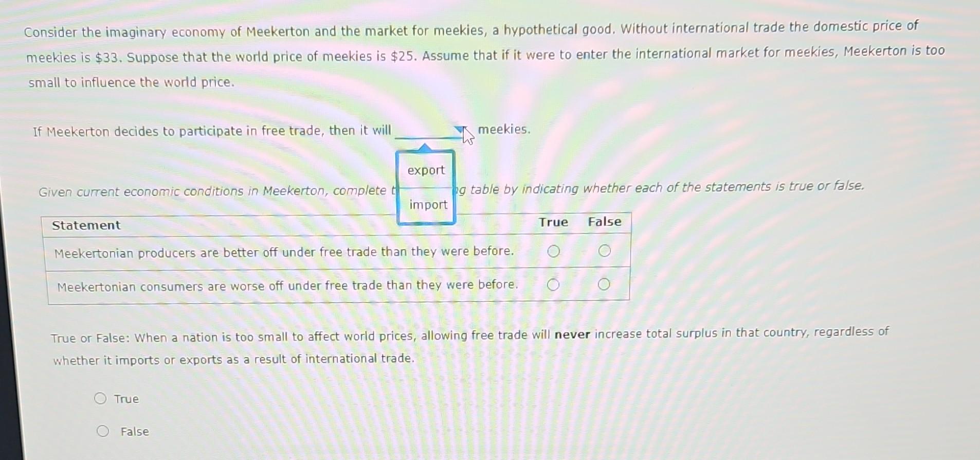 Solved Consider the imaginary economy of Meekerton and the | Chegg.com
