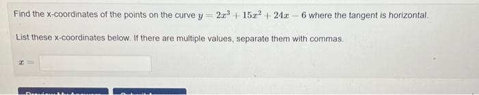 Solved Find the x-coordinates of the points on the curve | Chegg.com