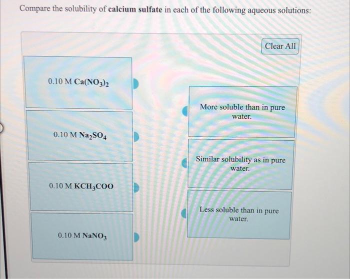 Solved Compare the solubility of calcium sulfate in each of | Chegg.com