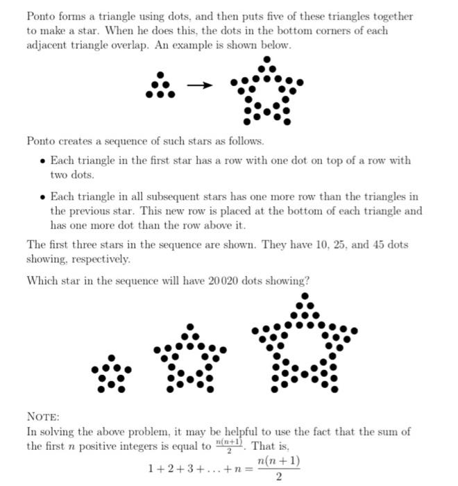 Solved Ponto forms a triangle using dots, and then puts five | Chegg.com